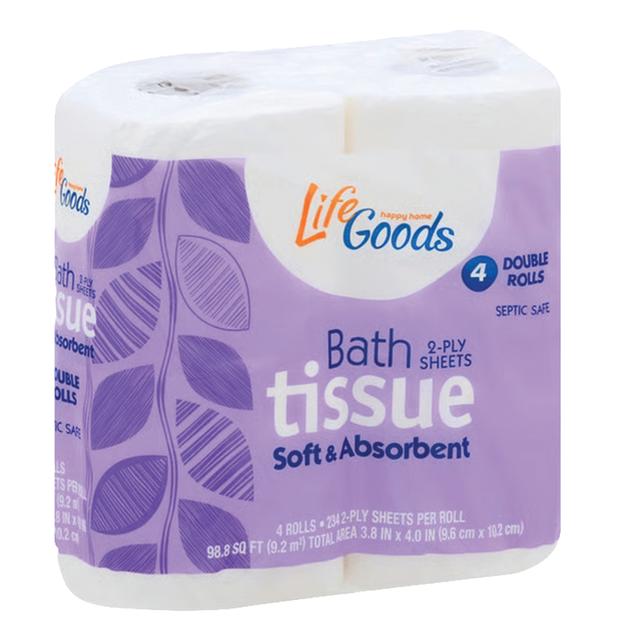 LIFEGOODS BATH TISSUE DOUBLE ROLL